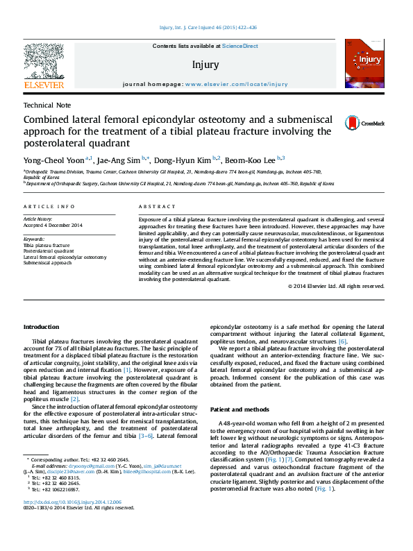 (PDF) Combined lateral femoral epicondylar osteotomy and a submeniscal ...