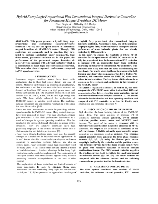 Pdf Hybrid Fuzzy Logic Proportional Plus Conventional Integral Derivative Controller For