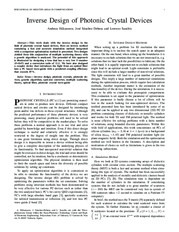 (PDF) Inverse design of photonic crystal devices