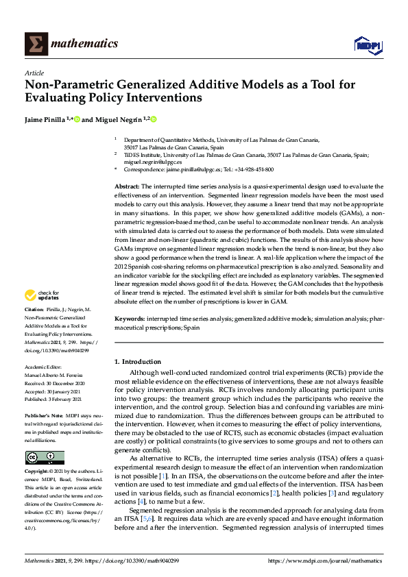 (PDF) Non-Parametric Generalized Additive Models as a Tool for Evaluating Policy Interventions