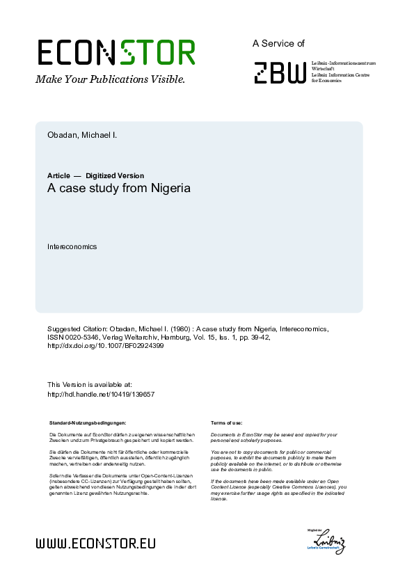(PDF) A case study from Nigeria