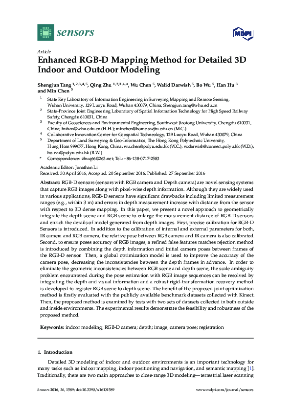 Pdf Enhanced Rgb D Mapping Method For Detailed 3d Indoor And Outdoor Modeling