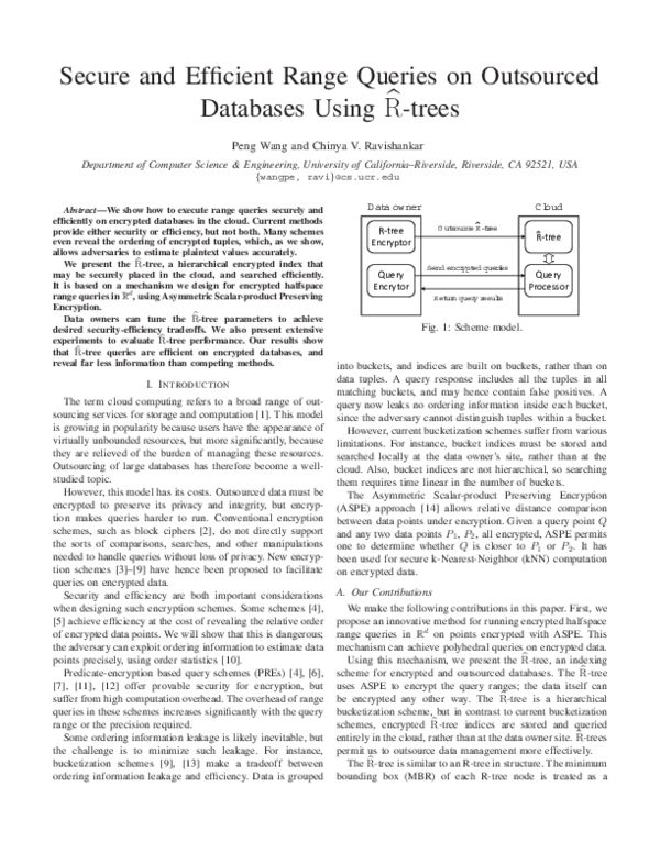 (PDF) Secure and efficient range queries on outsourced databases using Rp-trees