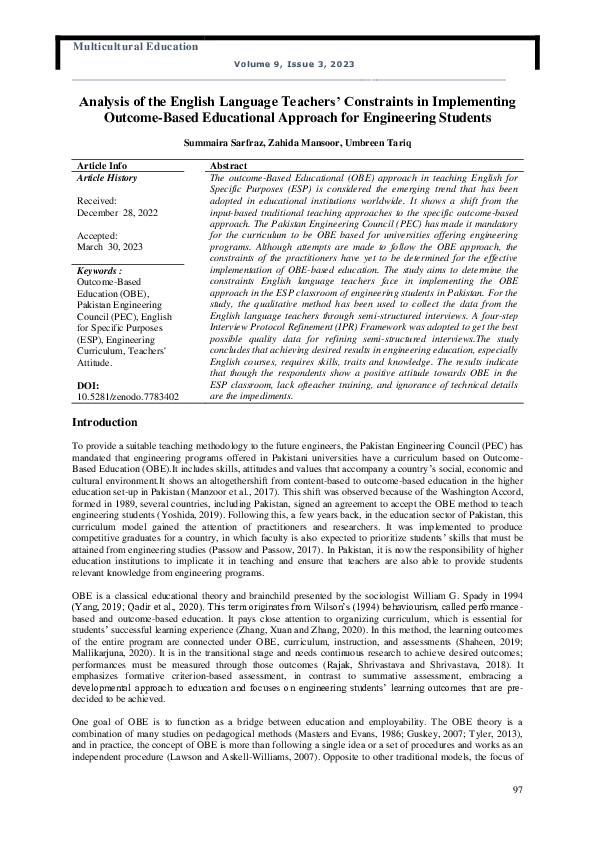 (PDF) Analysis of the English Language Teachers' Constraints in ...
