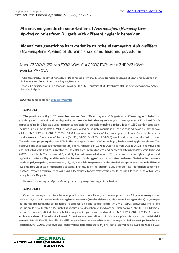 (PDF) Allozyme genetic characterization of Apis mellifera (Hymenoptera ...