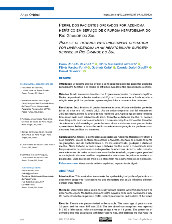 (PDF) Perfil dos pacientes operados por Adenoma Hepático em Serviço de ...