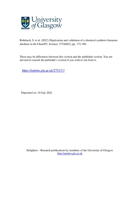 (PDF) Digitization and validation of a chemical synthesis literature ...