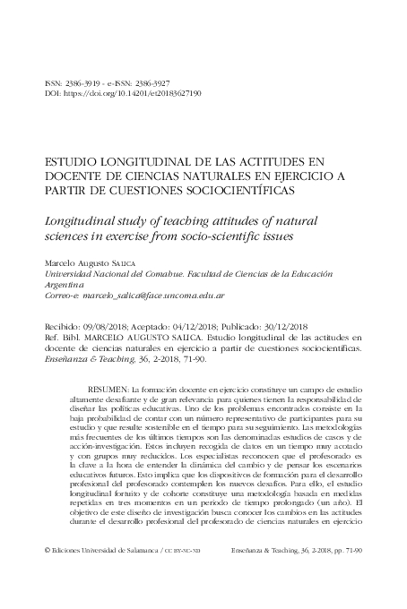 (PDF) Estudio longitudinal de las actitudes en docente de ciencias ...