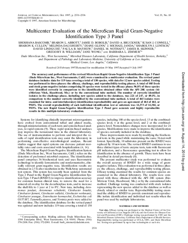 (PDF) Multicenter evaluation of the MicroScan Rapid Gram-Negative ...