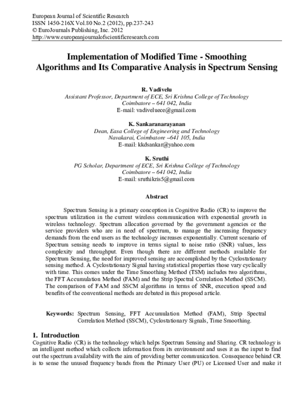 (PDF) Implementation of Modified Time - Smoothing Algorithms and Its Comparative Analysis in ...