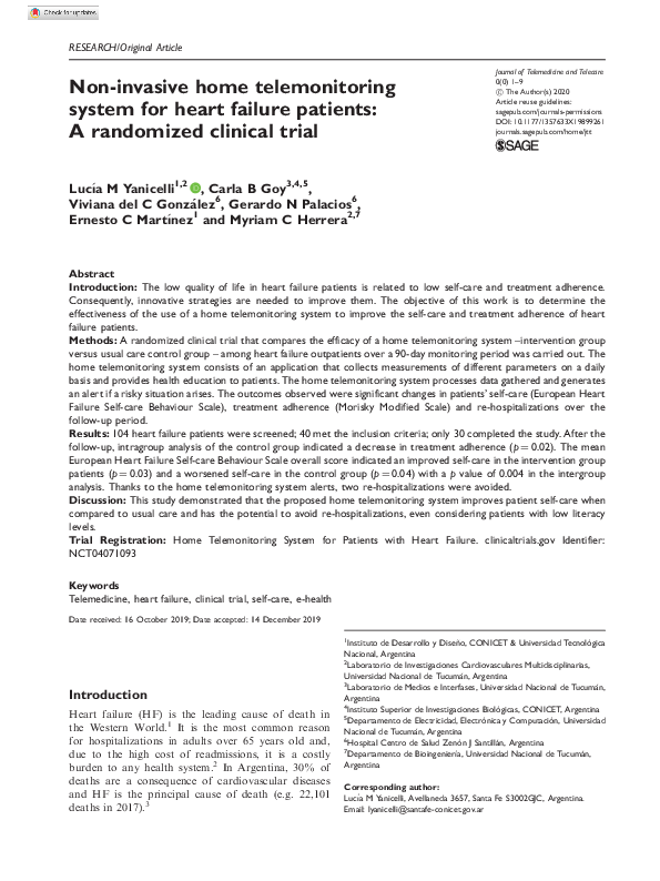 (PDF) Non-invasive home telemonitoring system for heart failure ...
