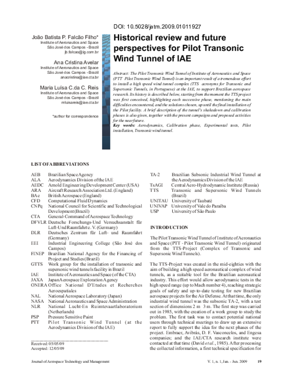 (PDF) Historical review and future perspectives for pilot transonic ...