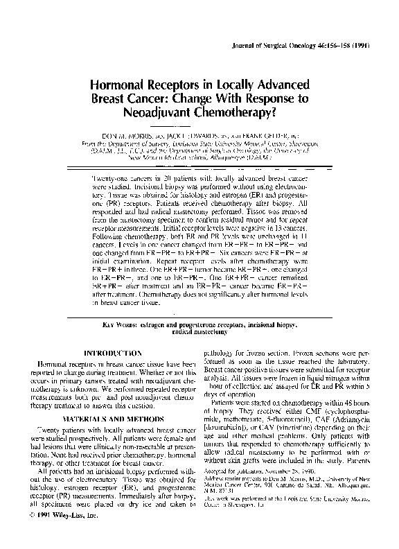 (PDF) Hormonal receptors in locally advanced breast cancer: Change with ...