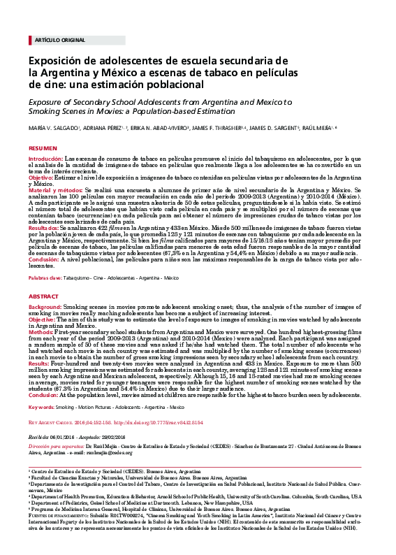 (PDF) Exposición de adolescentes de escuela secundaria de la Argentina ...