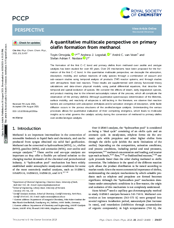 (PDF) A quantitative multiscale perspective on primary olefin formation ...