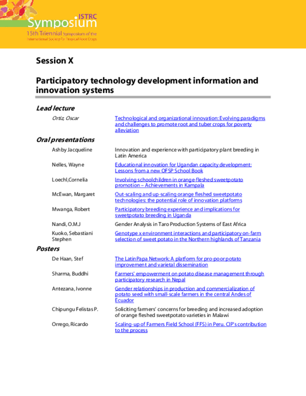 (PDF) Session X Participatory technology development information and ...