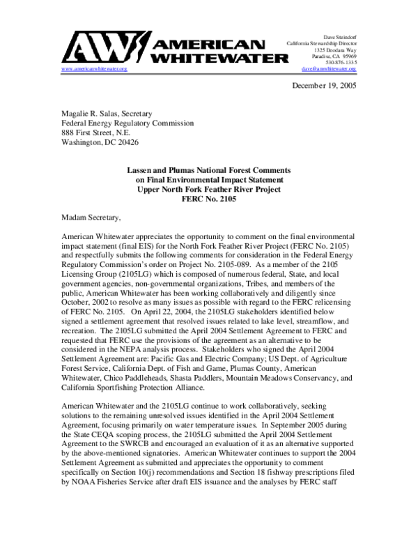 (PDF) Lassen and Plumas National Forest Comments on Final Environmental ...