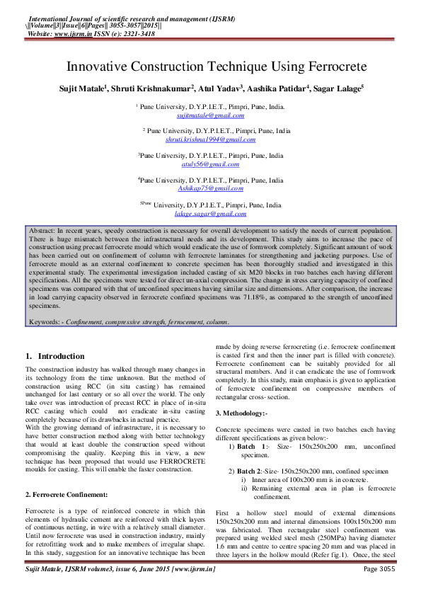(PDF) Innovative Construction Technique Using Ferrocrete