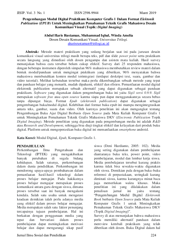 (PDF) Pengembangan Modul Digital Praktikum Komputer Grafis 1 Dalam Format Elektonik Publication ...