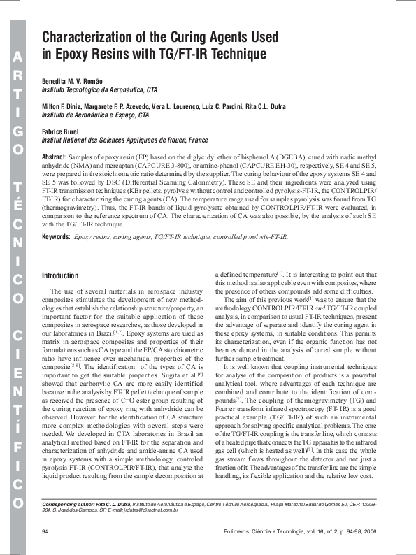 (PDF) Characterization of the curing agents used in epoxy resins with ...