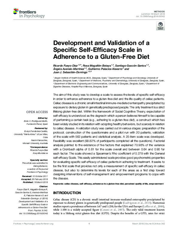 (PDF) Development and Validation of a Specific Self-Efficacy Scale in Adherence to a Gluten-Free ...