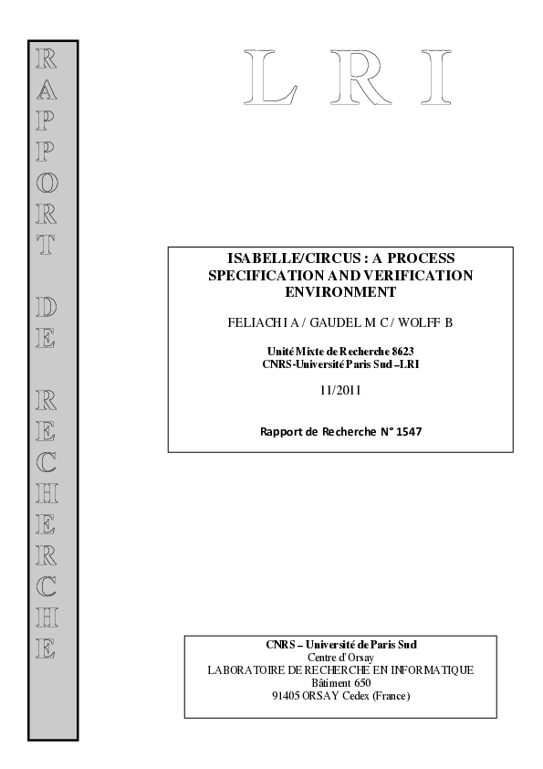 (PDF) Isabelle/Circus: A Process Specification and Verification Environment