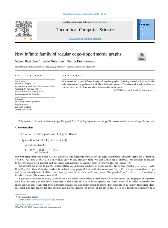 (PDF) New infinite family of regular edge-isoperimetric graphs
