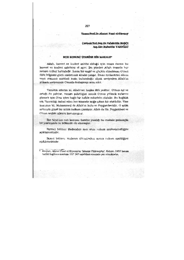 (PDF) Ruh konusu üzerine bir makale