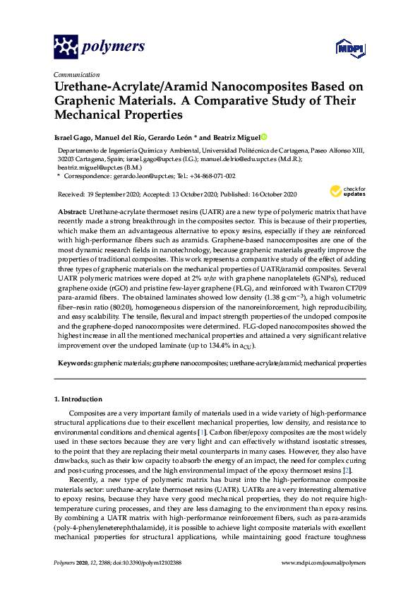 (PDF) Urethane-Acrylate/Aramid Nanocomposites Based on Graphenic ...