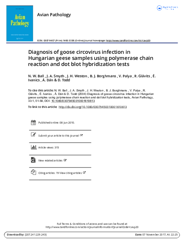 (PDF) Diagnosis of goose circovirus infection in Hungarian geese ...