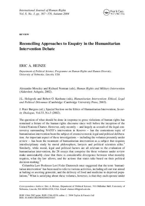 (PDF) Reconciling approaches to enquiry in the humanitarian ...