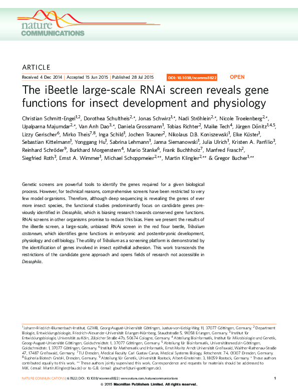(PDF) The iBeetle large-scale RNAi screen reveals gene functions for ...