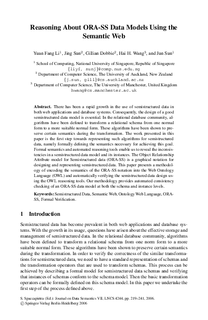(PDF) Reasoning About ORA-SS Data Models Using the Semantic Web