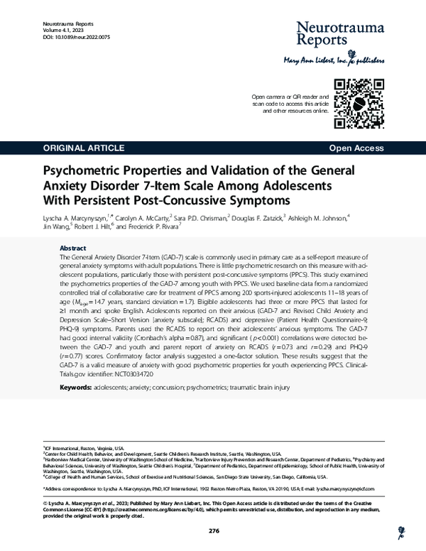 (PDF) Psychometric Properties and Validation of the General Anxiety ...
