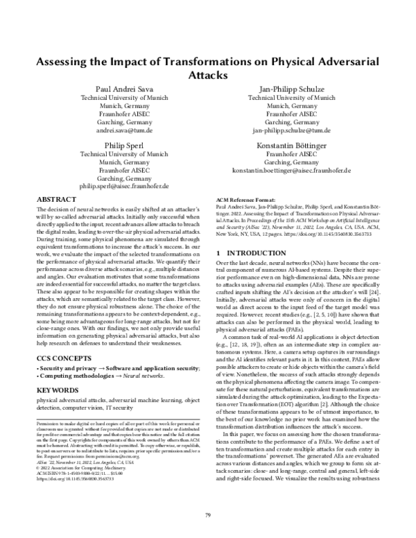 Pdf Assessing The Impact Of Transformations On Physical Adversarial