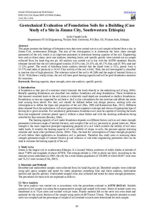 (PDF) Geotechnical Evaluation of Foundation Soils for a Building (Case ...