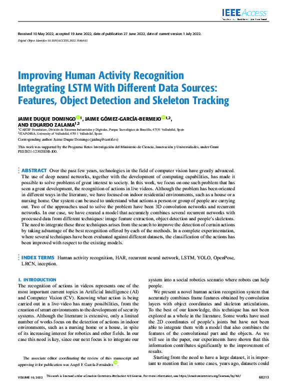 Pdf Improving Human Activity Recognition Integrating Lstm With Different Data Sources