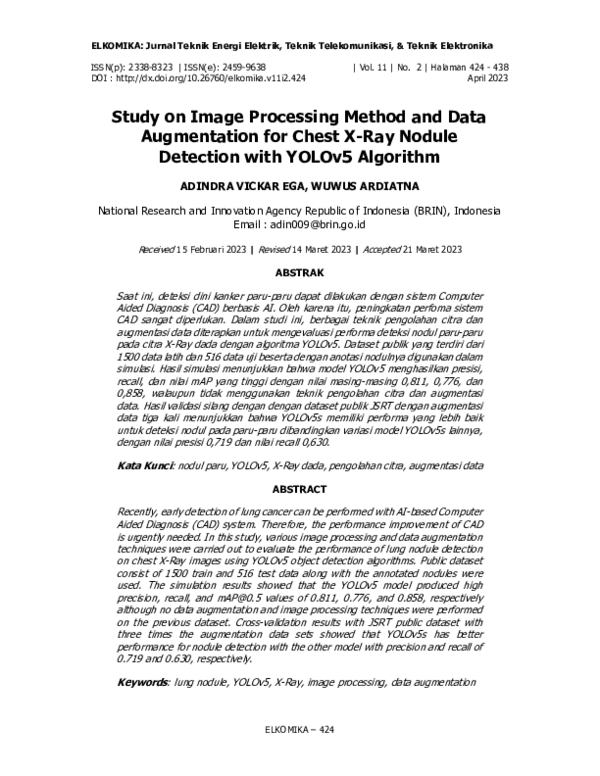 (PDF) YOLOv5 for Chest X-Ray Nodule Detection