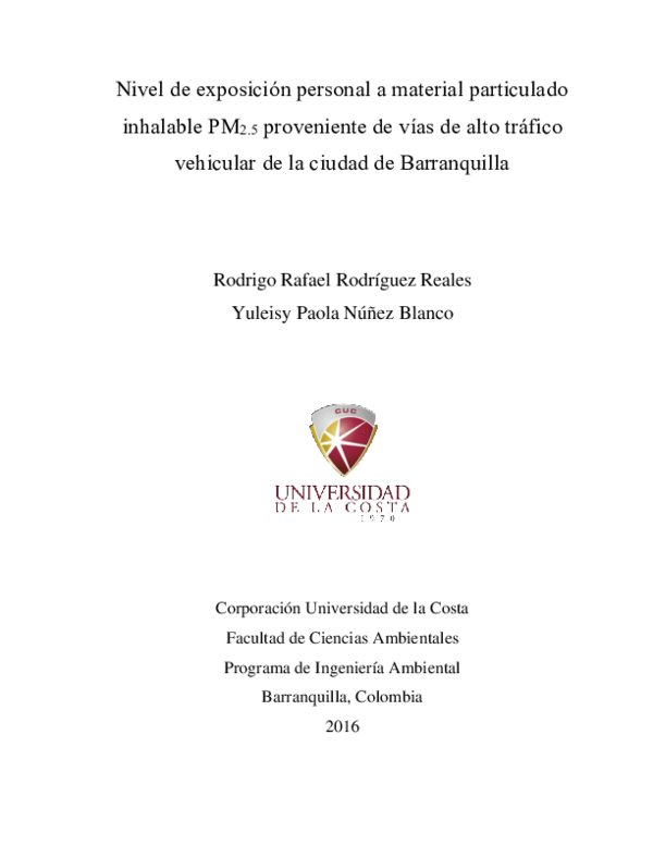 (PDF) Nivel de exposición personal a material particulado inhalable PM2 ...