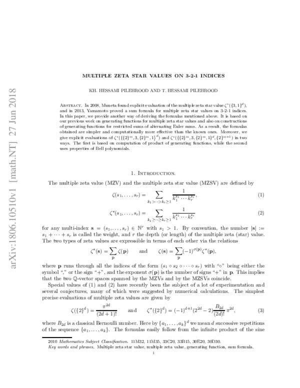 (PDF) Multiple zeta star values on 3–2–1 indices