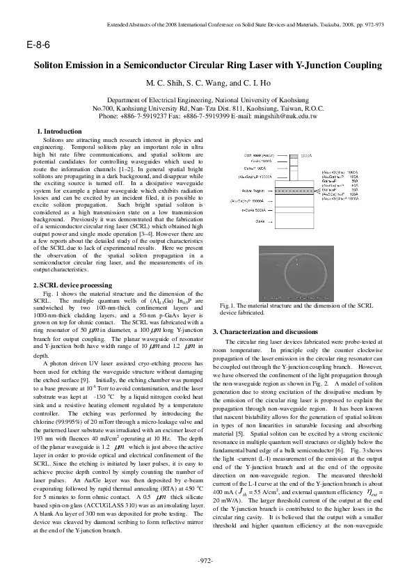 (PDF) Soliton Emission in a Semiconductor Circular Ring Laser with Y-Junction Coupling