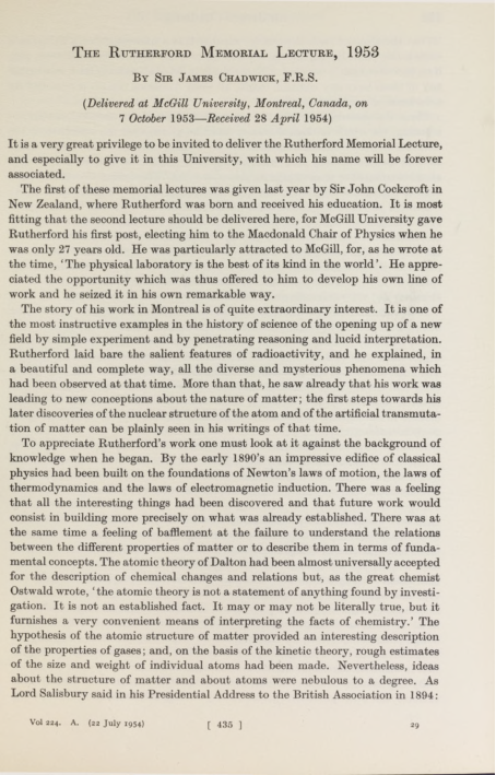 (PDF) The Rutherford Memorial Lecture, 1953 | james chadwick - Academia.edu