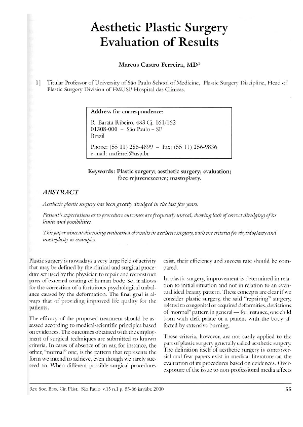 (PDF) Aesthetic Plastic Surgery Evaluation of Results | Marcus Ferreira ...