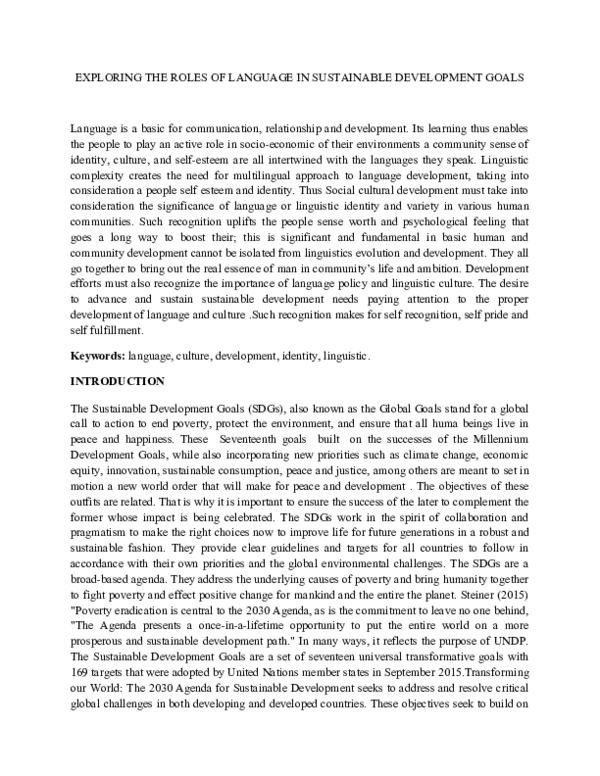 (DOC) EXPLORING THE ROLES OF LANGUAGE IN SUSTAINABLE DEVELOPMENT GOALS