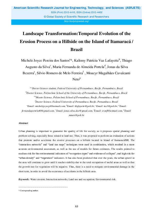 (PDF) Landscape Transformation: Temporal Evolution of the Erosion ...