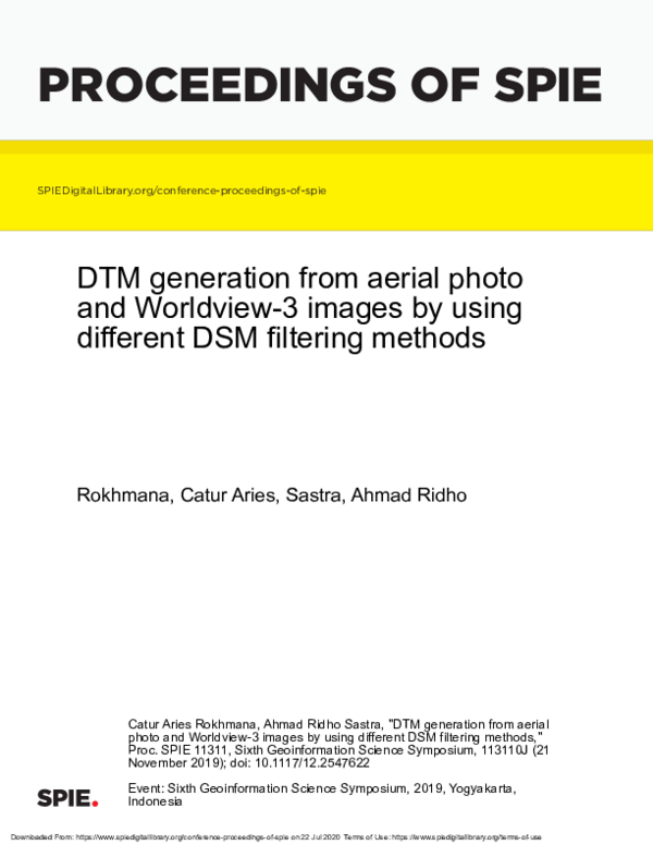(PDF) DTM generation from aerial photo and Worldview-3 images by using different DSM filtering ...