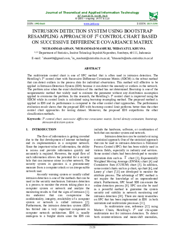 Pdf Intrusion Detection System Using Bootstrap Resampling Approach Of T 2 Control Chart Based 3853