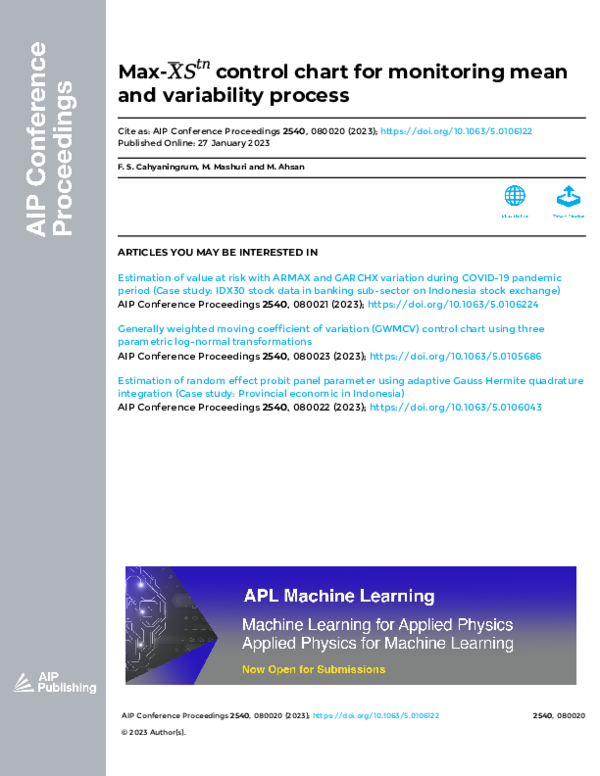 (PDF) Max-X¯Stn control chart for monitoring mean and variability process