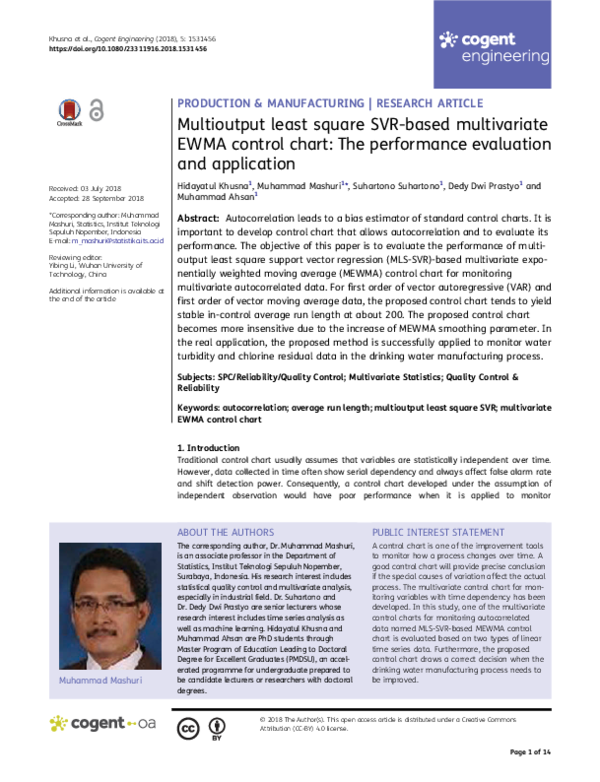 Pdf Multioutput Least Square Svr Based Multivariate Ewma Control Chart The Performance