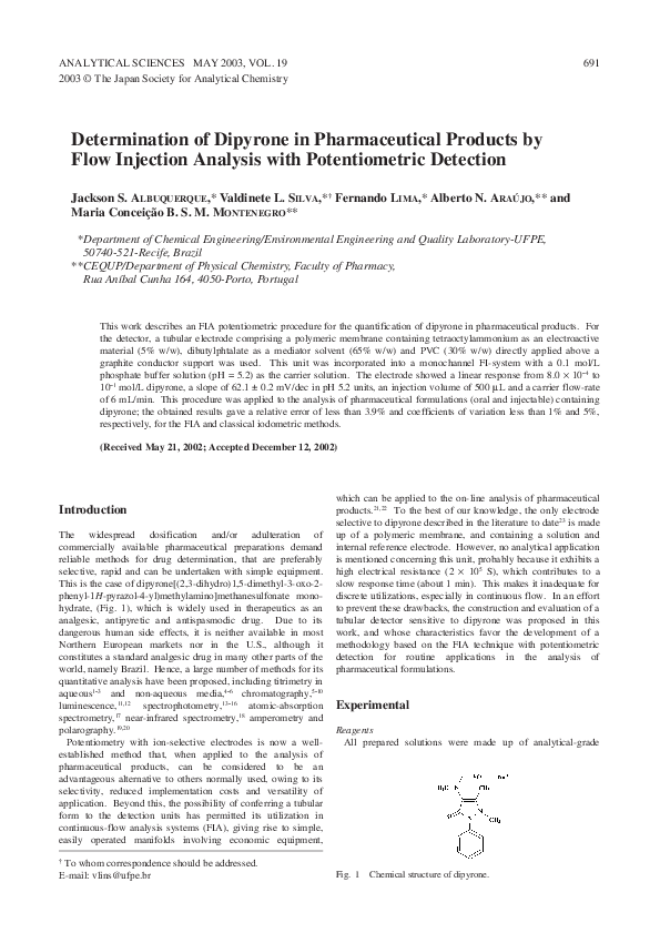 (PDF) Determination of Dipyrone in Pharmaceutical Products by Flow ...